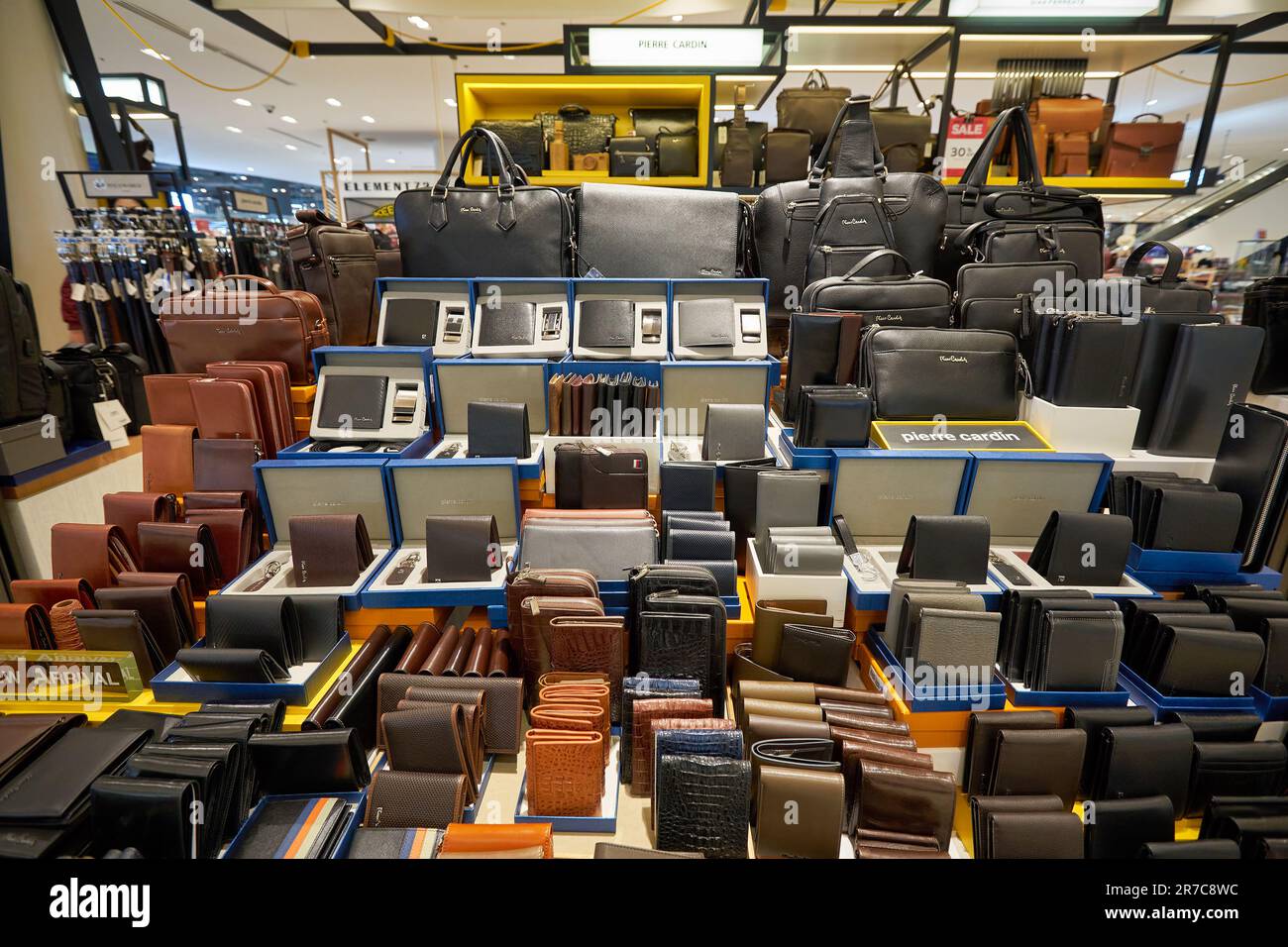 BANGKOK, THAILAND - CIRCA JANUARY, 2020: various leather goods displayed at Siam Paragon ...
