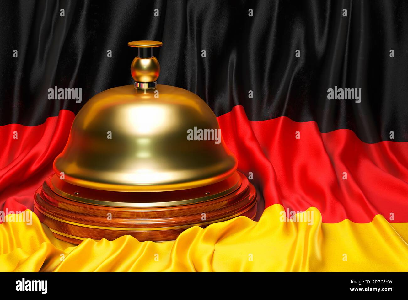 Reception bell on the German flag backdrop, 3D rendering Stock Photo ...
