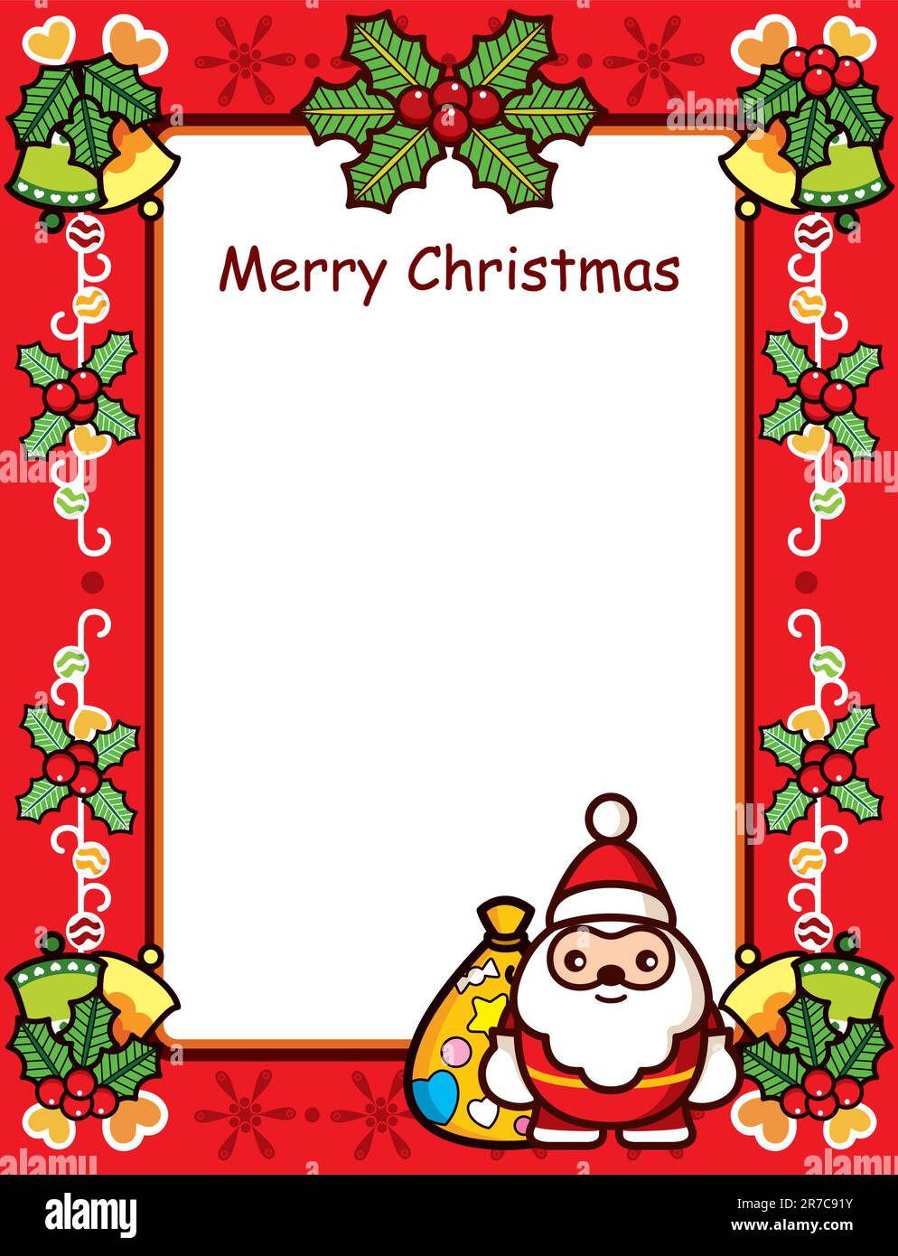 Illustration of Abstract Christmas Frame With Santa and Holly Stock ...