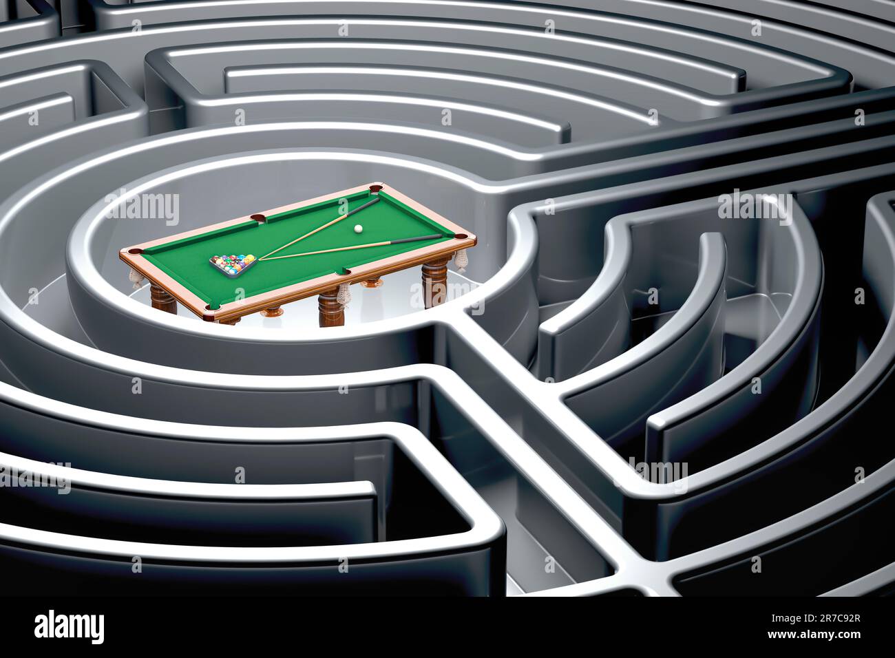 Billiard table inside dark labyrinth, 3D rendering Stock Photo - Alamy