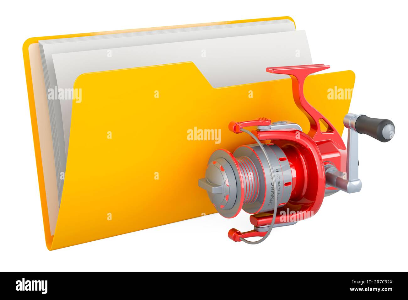 Computer folder icon with spinning reel, 3D rendering isolated on white ...