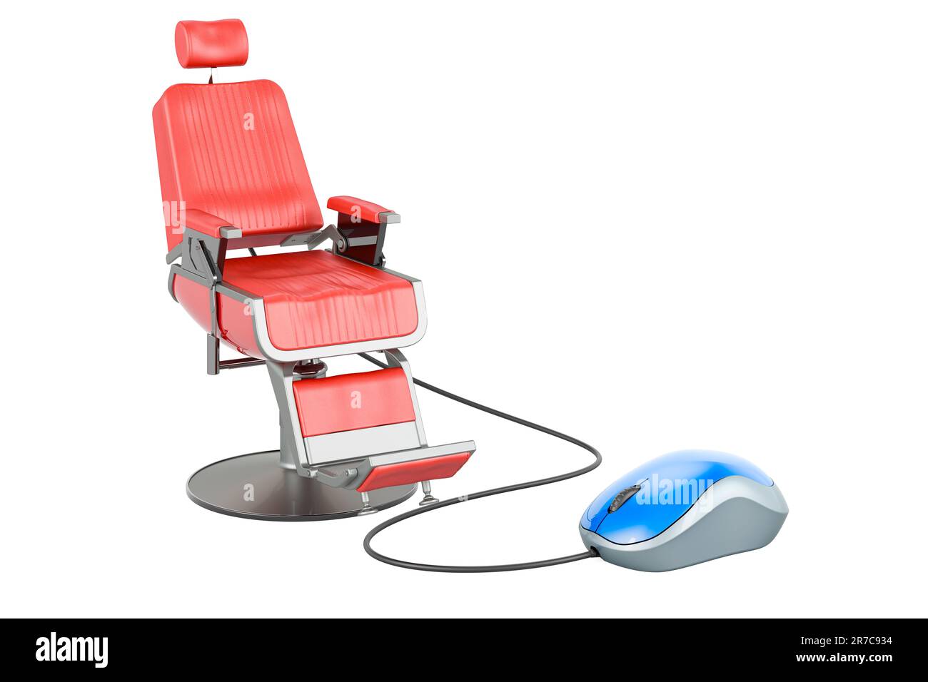 Barber chair with computer mouse. 3D rendering isolated on white background Stock Photo - Alamy