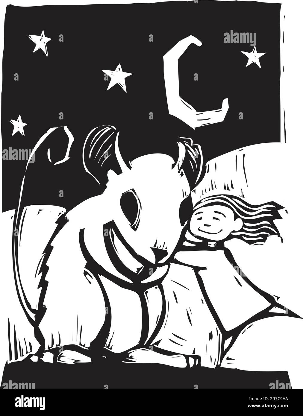 Girl gives a really big mouse a hug Stock Vector Image & Art - Alamy