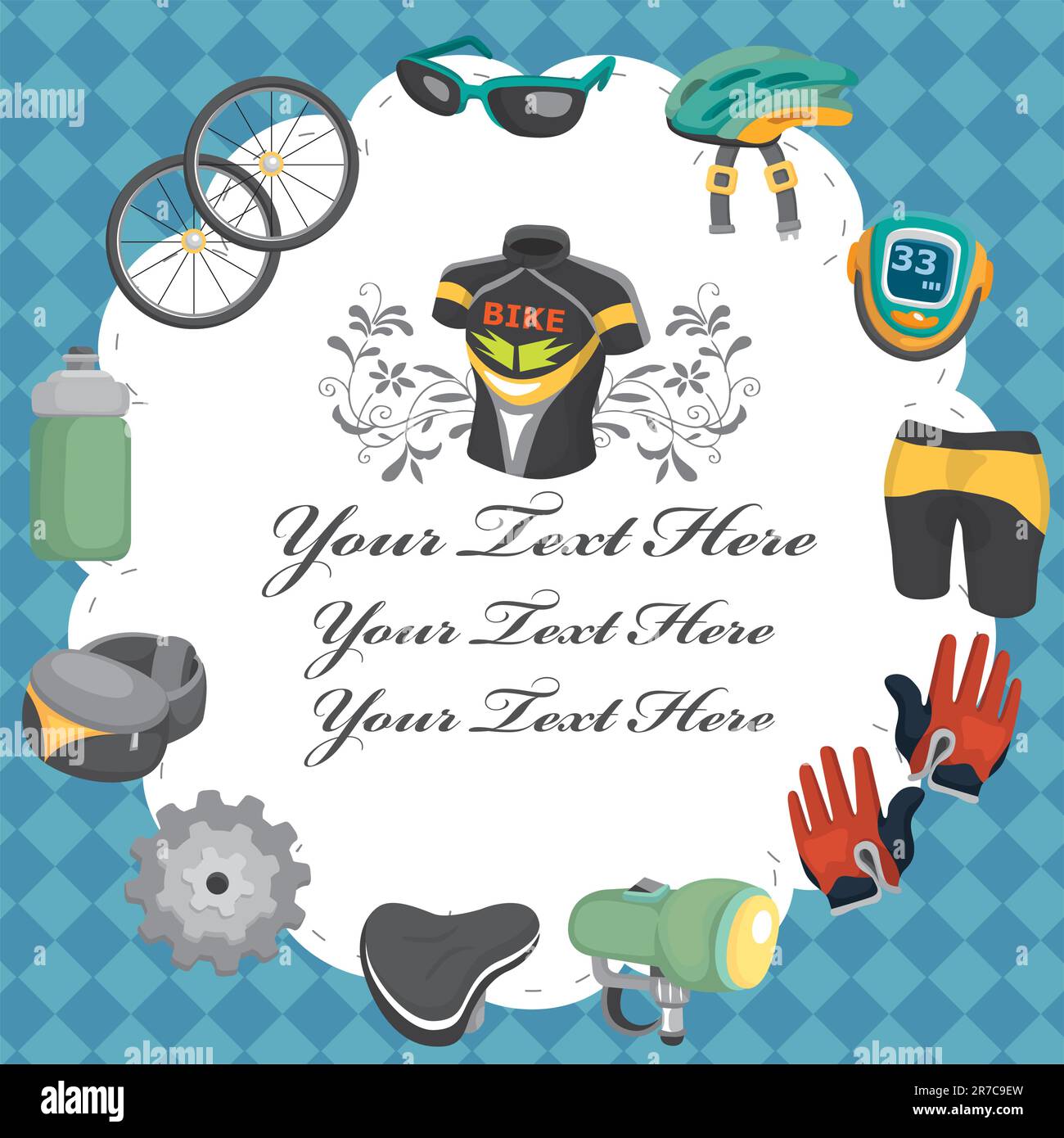 cartoon bicycle equipment seamless pattern Stock Vector Image & Art - Alamy