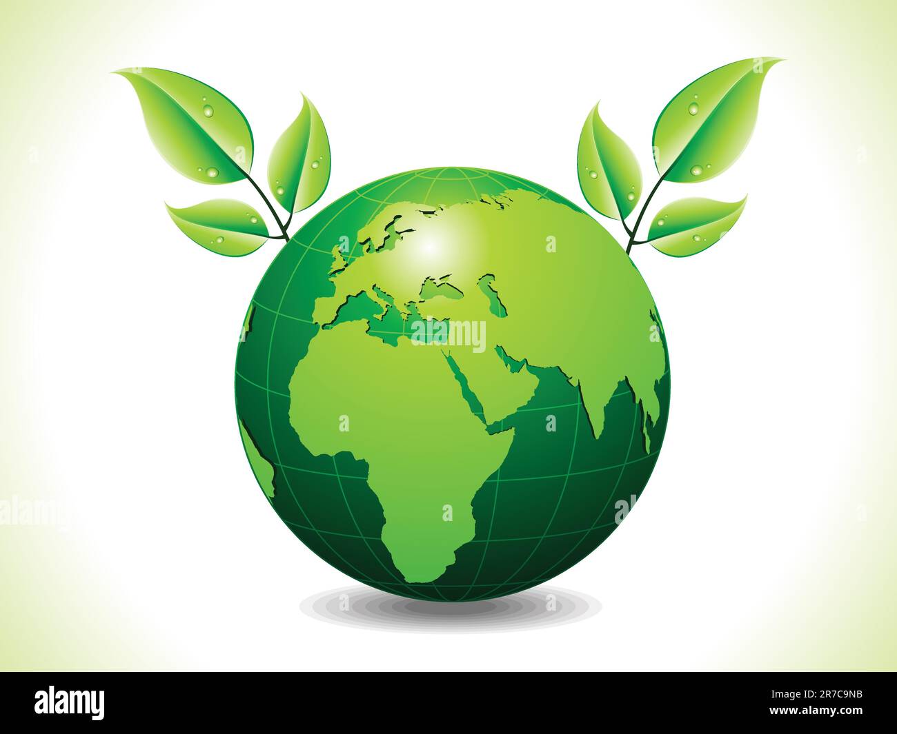 abstract green eco globe with leaf vector illustration Stock Vector ...