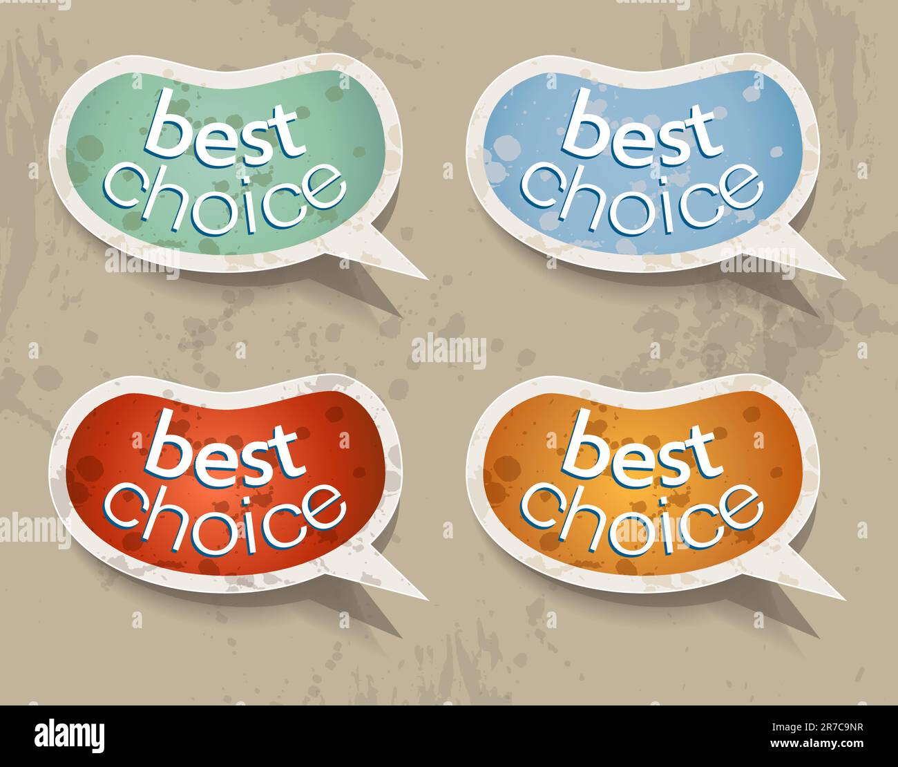 Distressed Beans Speech bubbles set with 4 grunge colours. Shadows are ...