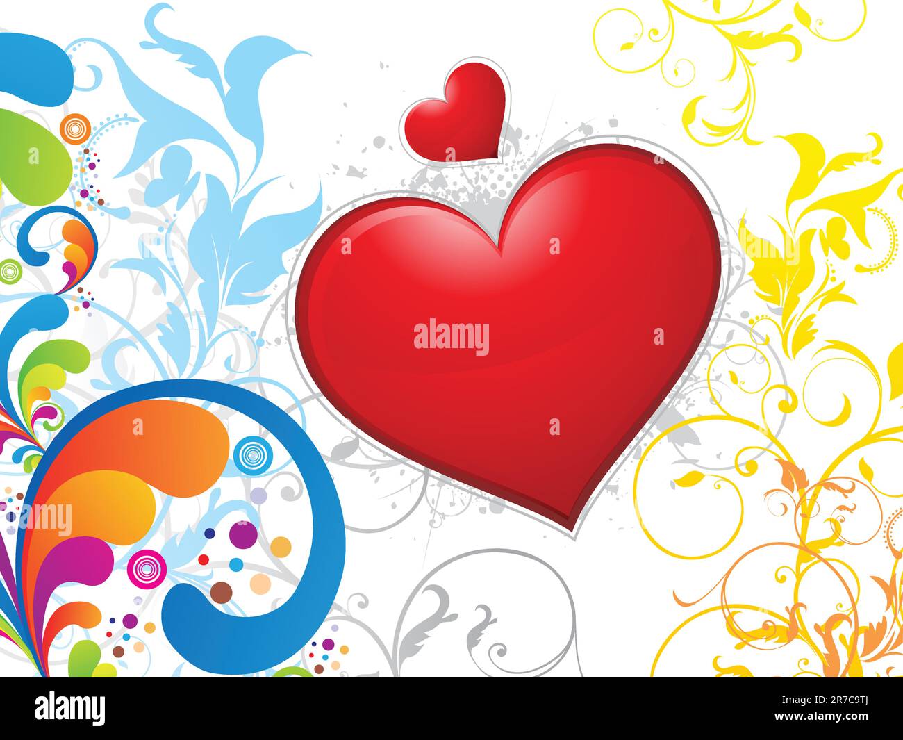 abstract colorful floral heart background vector illustration Stock ...