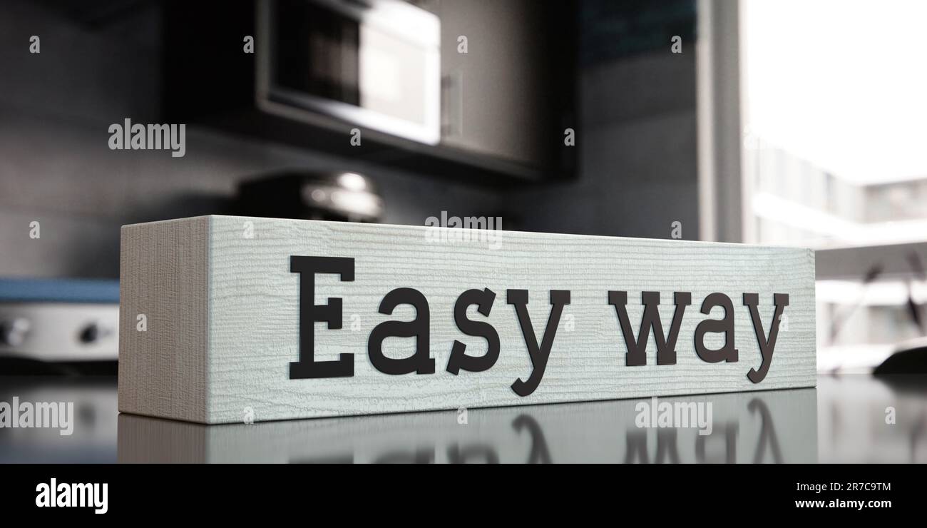 Easy way - word on wooden block - 3D illustration Stock Photo - Alamy