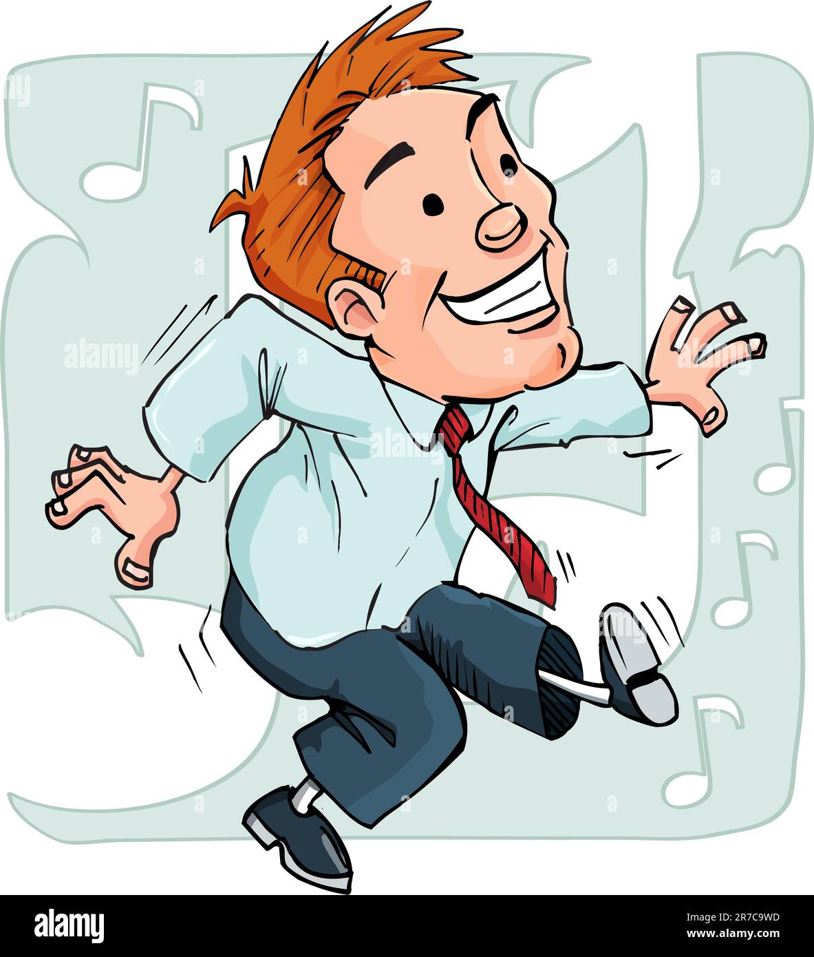 Cartoon dancing office worker. Music note design behind Stock Vector ...