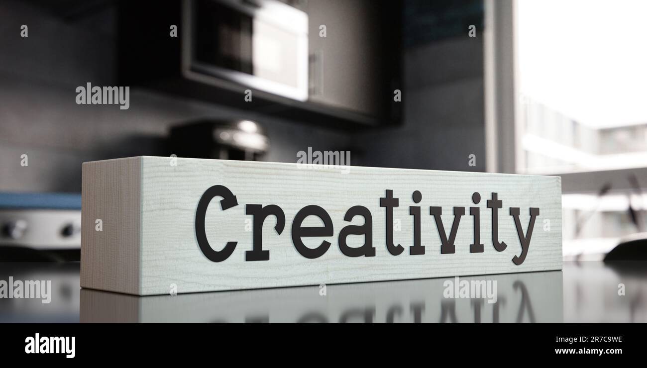 Creativity - word on wooden block - 3D illustration Stock Photo - Alamy