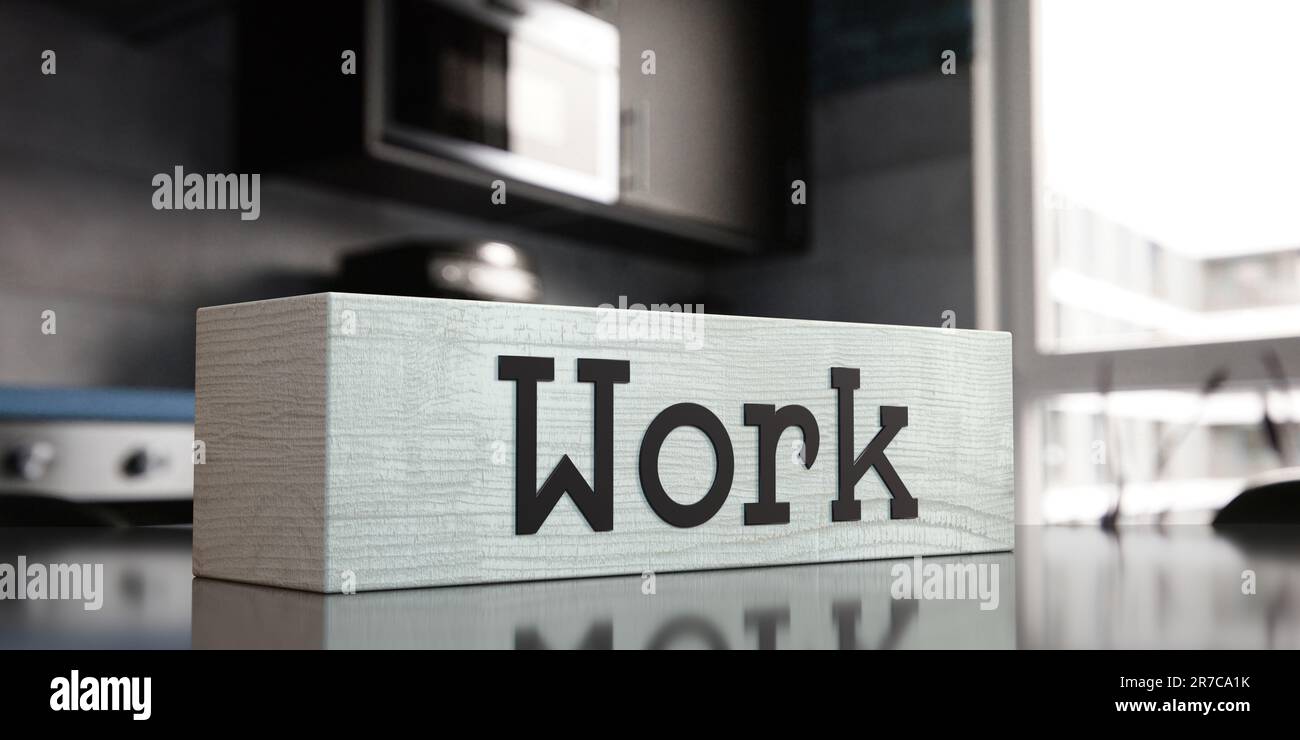 Work - word on wooden block - 3D illustration Stock Photo - Alamy