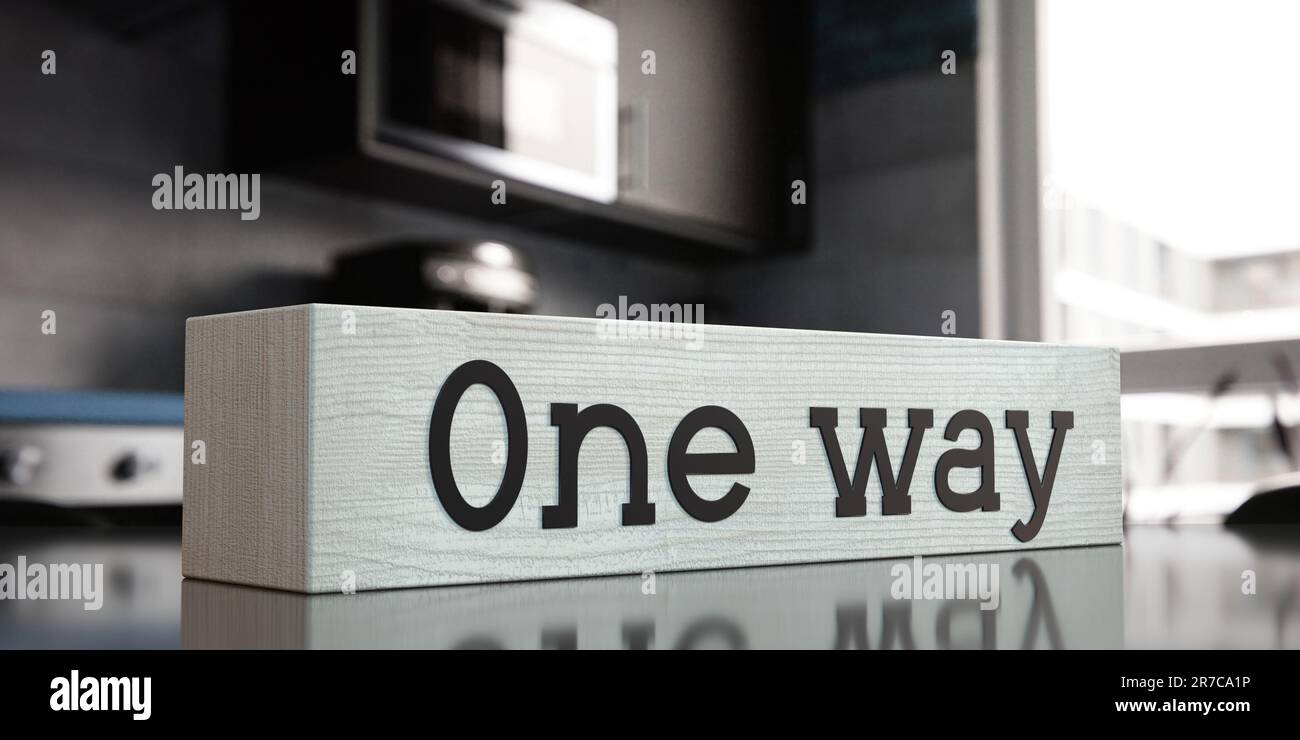 One way - word on wooden block - 3D illustration Stock Photo - Alamy