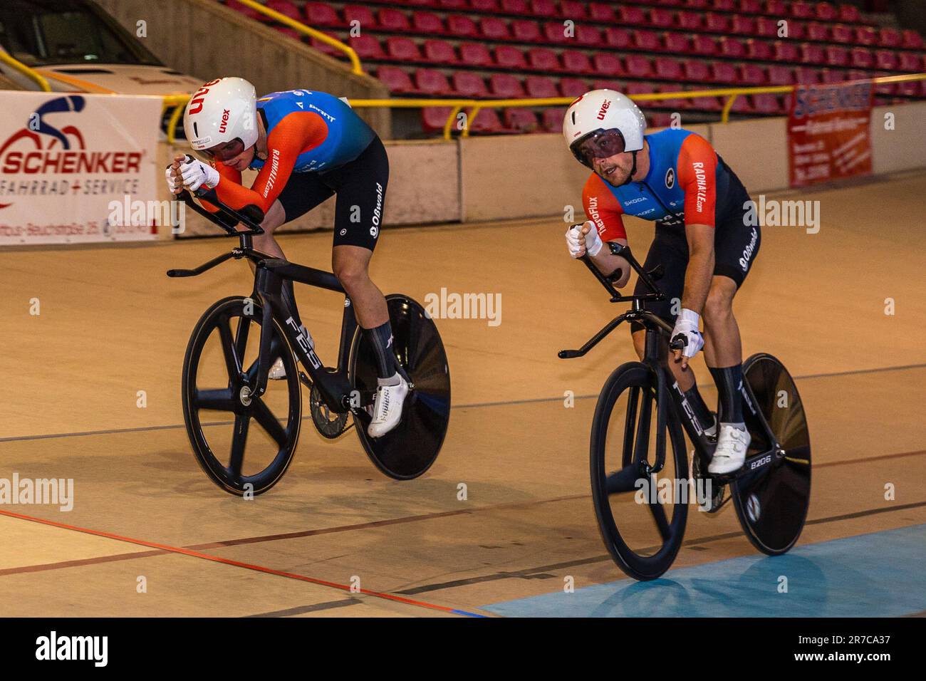 Cottbus, Germany. 14th June, 2023. Nicolas Heinrich (l, rad-net Oßwald ...