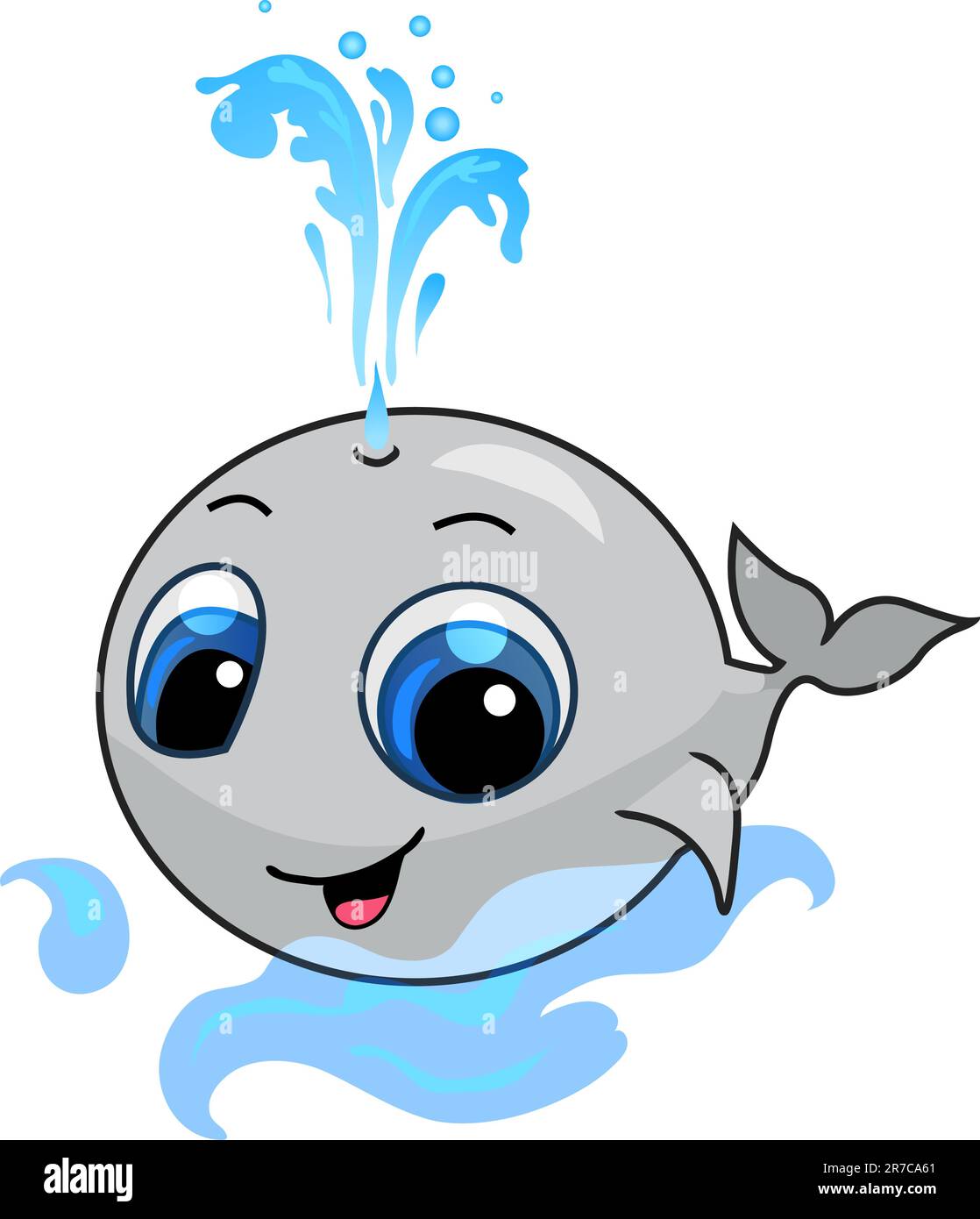 Smiling baby whale with fountain cartoon vector illustration Stock ...