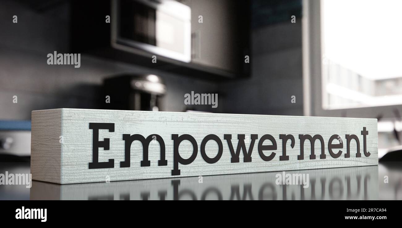 Empowerment - word on wooden block - 3D illustration Stock Photo - Alamy