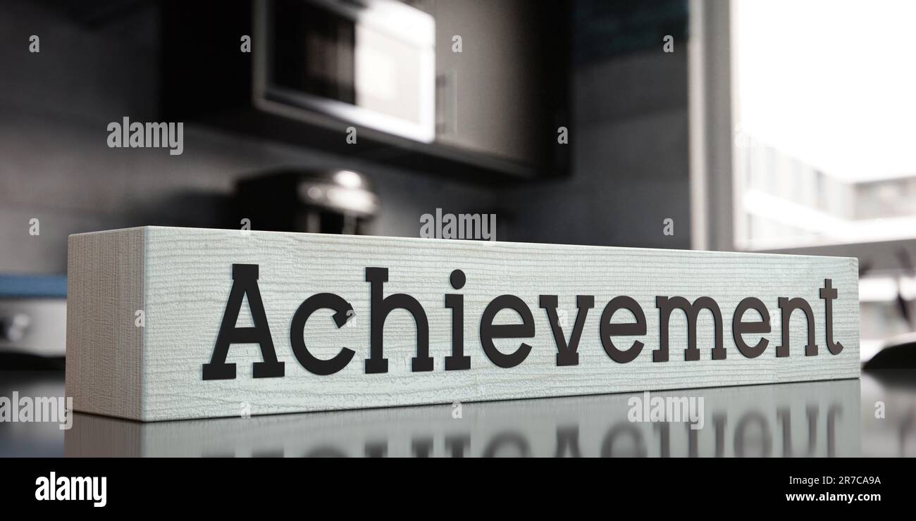 Achievement - word on wooden block - 3D illustration Stock Photo - Alamy