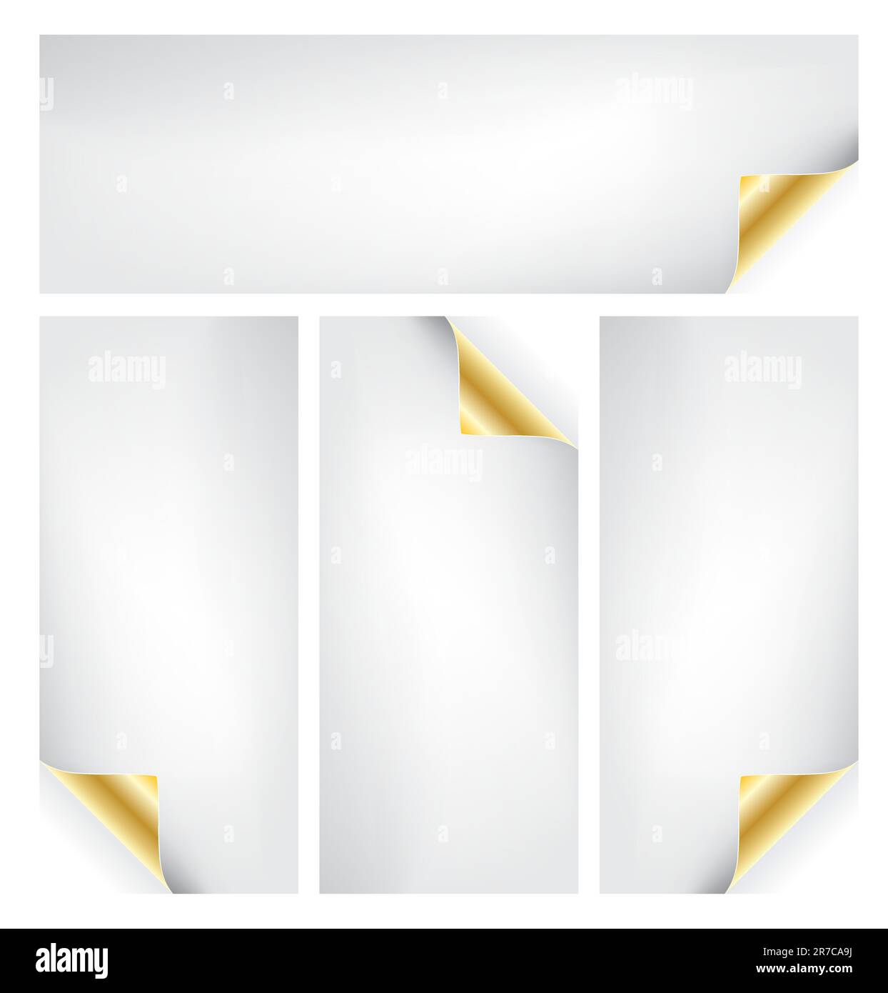 Vector set of realistic stickers with gold glossy covers for your ...