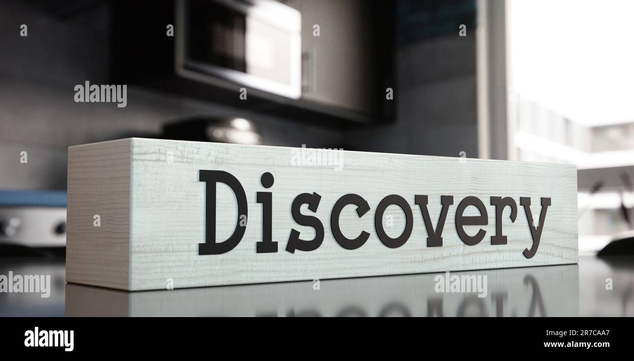 Discovery - word on wooden block - 3D illustration Stock Photo - Alamy