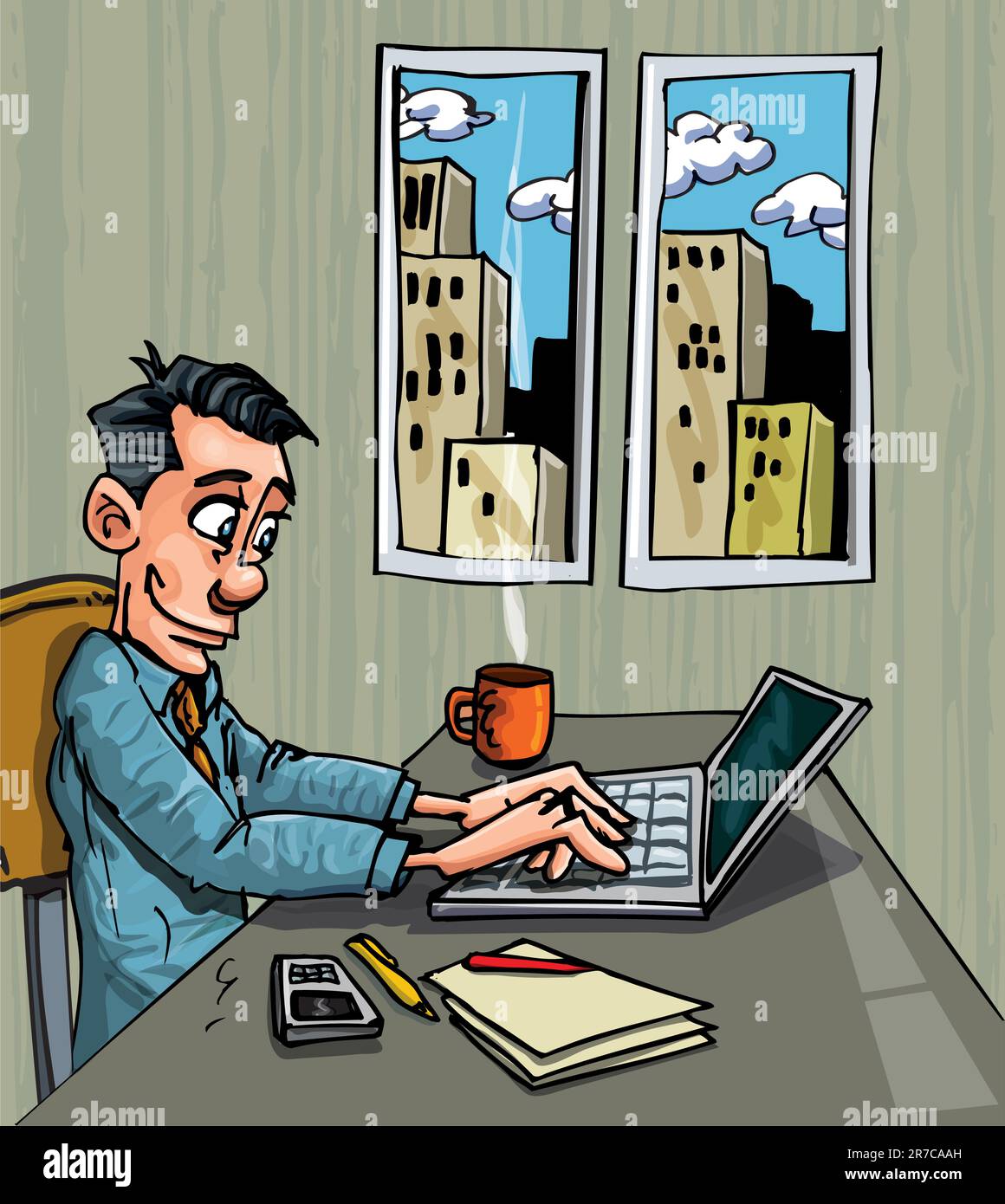 Office worker typing on laptop Stock Vector Images - Alamy