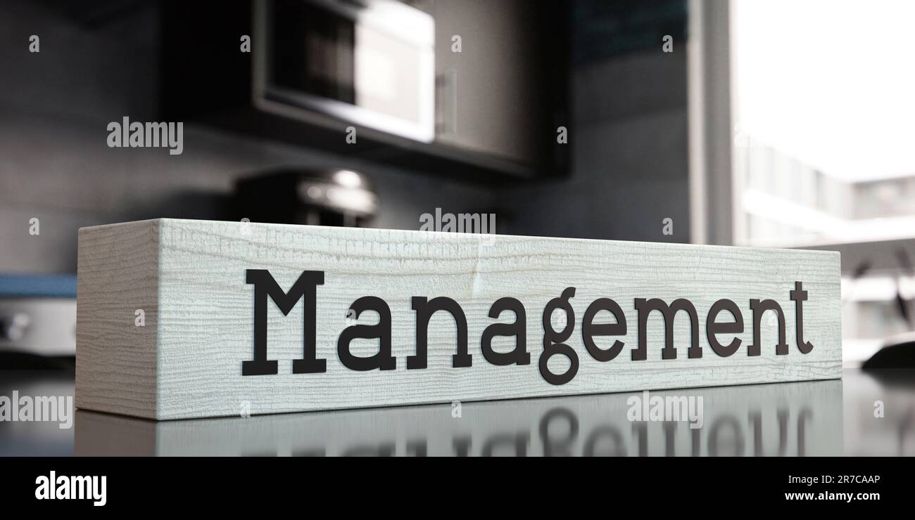 Management - word on wooden block - 3D illustration Stock Photo - Alamy