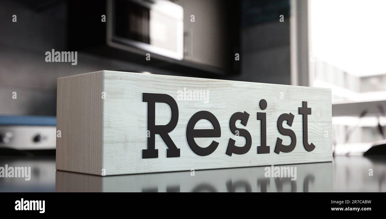 Resist - word on wooden block - 3D illustration Stock Photo - Alamy