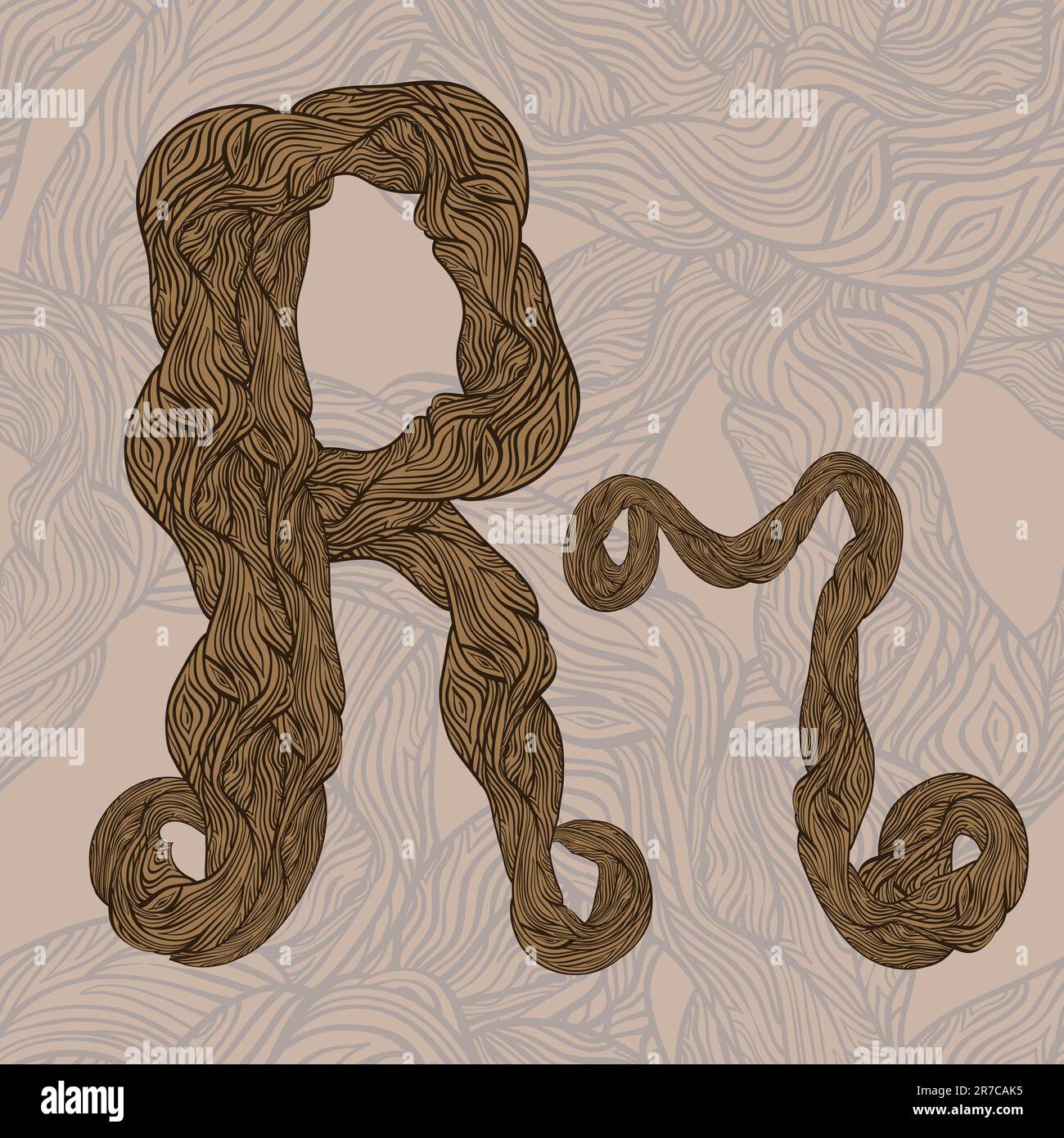 vector "r" letter of oak tree wooden texture on seamless wooden ...