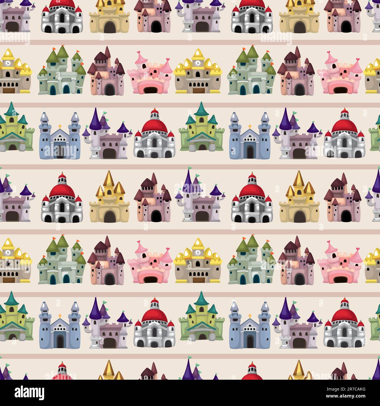 cartoon Fairy tale castle seamless pattern Stock Vector Image & Art - Alamy