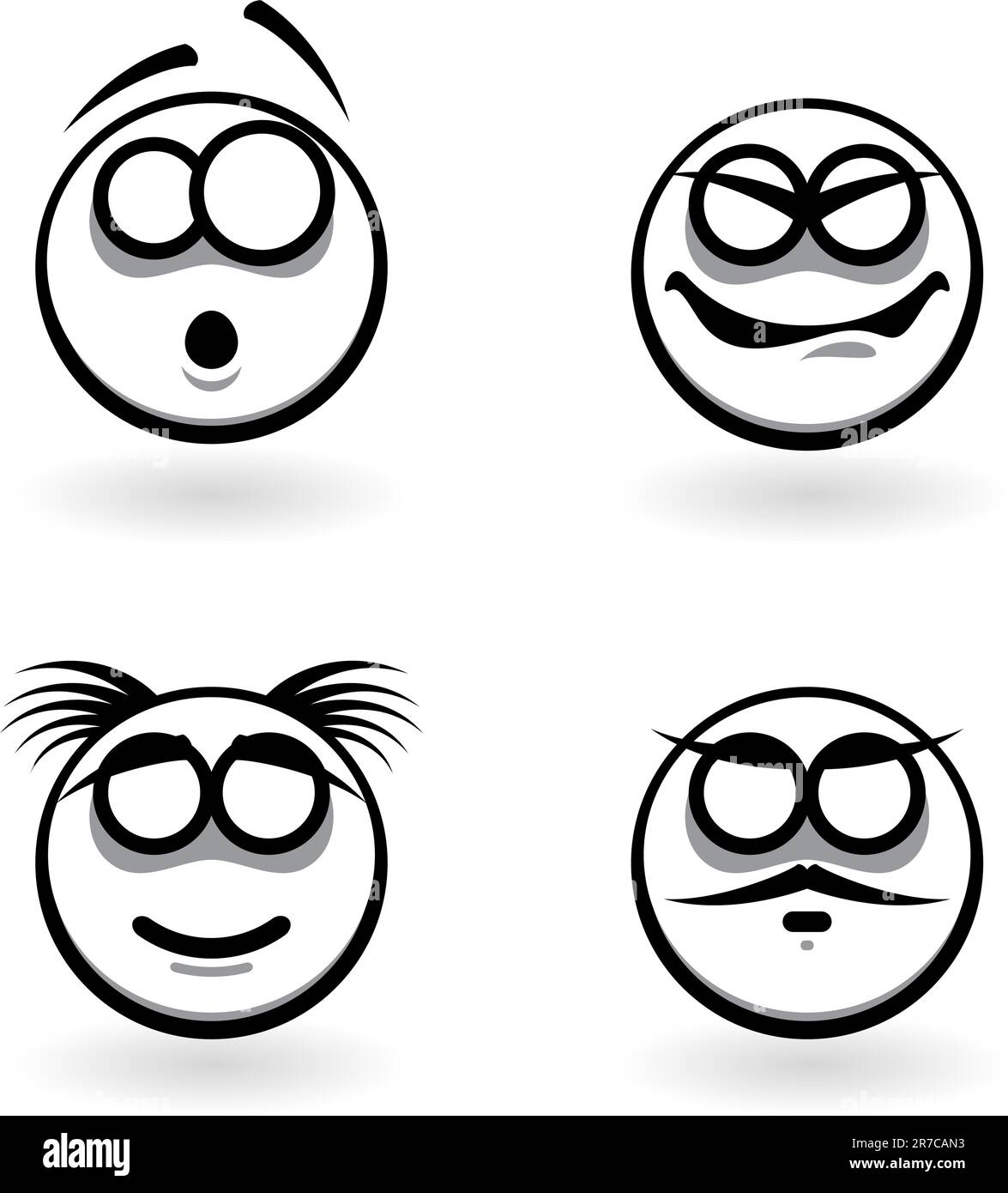 Four cartoon of abstract emotions. Part three. Illustration on white ...