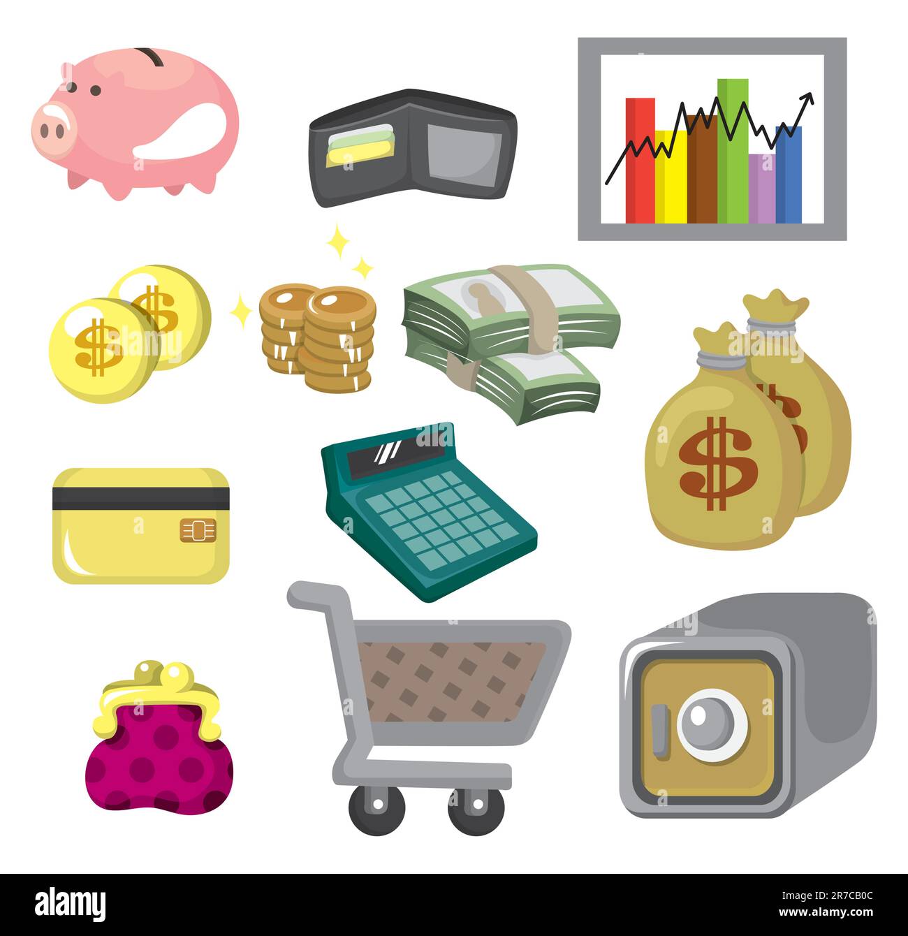 Bank icon set cartoon Cut Out Stock Images & Pictures - Alamy