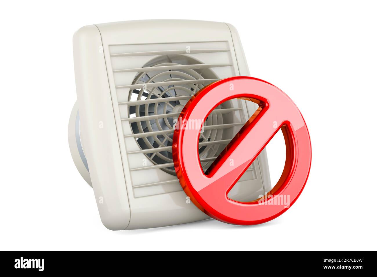 Extractor Fan with prohibition sign. 3D rendering isolated on white ...