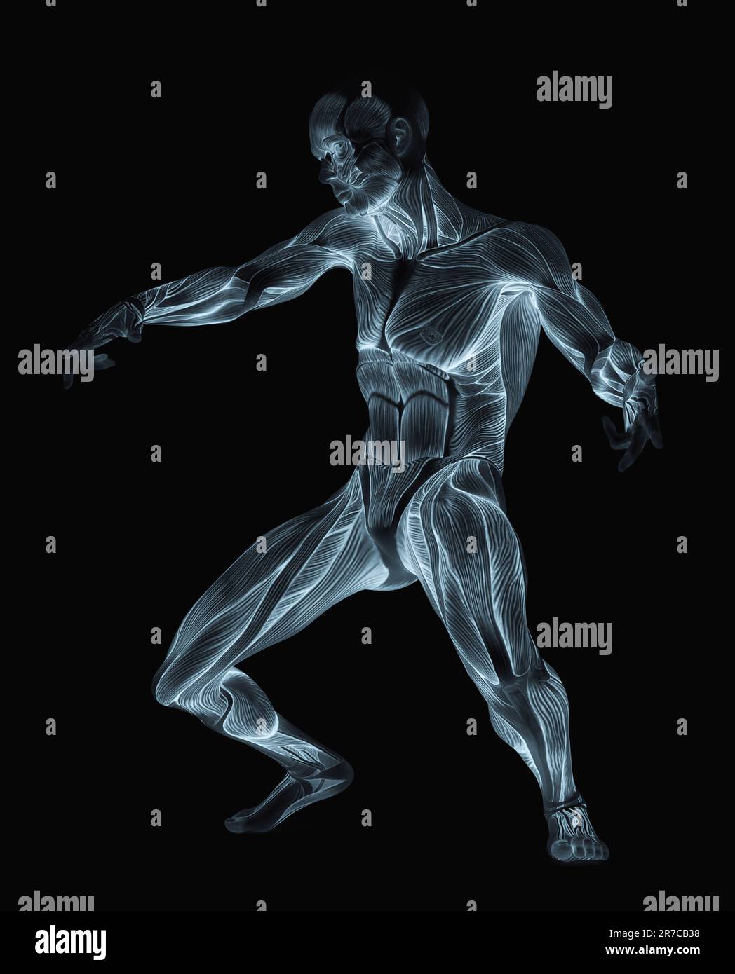 average man muscle maps is doing a hiphop dance, 3d illustration Stock ...