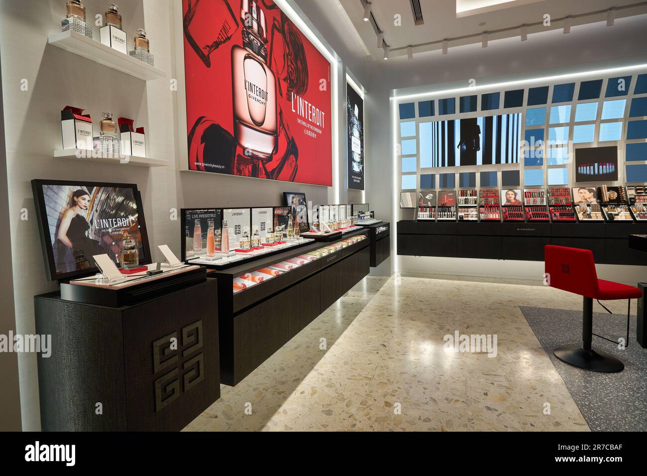 SHENZHEN, CHINA - 27 NOVEMBER, 2019: interior shot of Givenchy store at ...