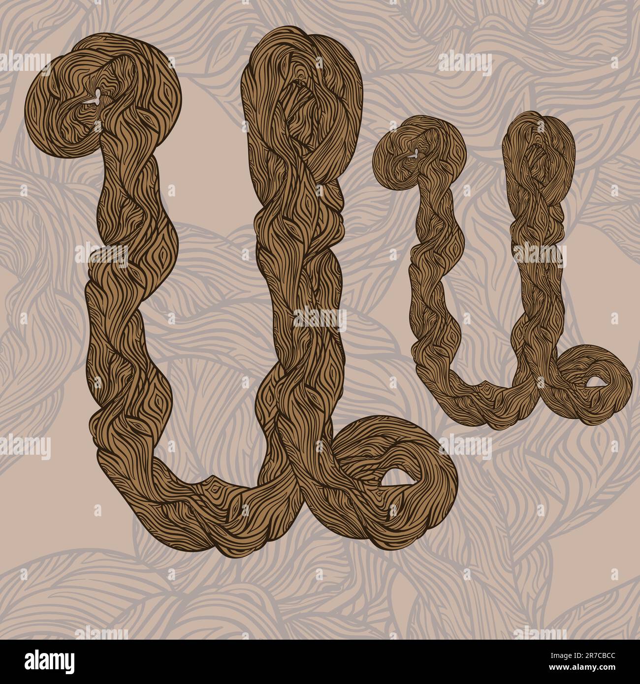 vector "u" letter of oak tree wooden texture on seamless wooden ...