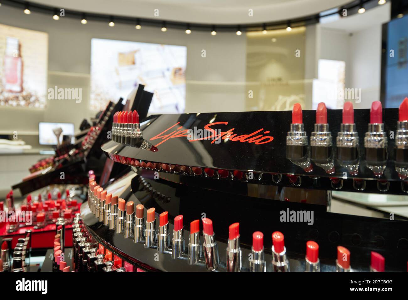 SHENZHEN, CHINA - 27 NOVEMBER, 2019: close up shot of Lip Studio sign ...