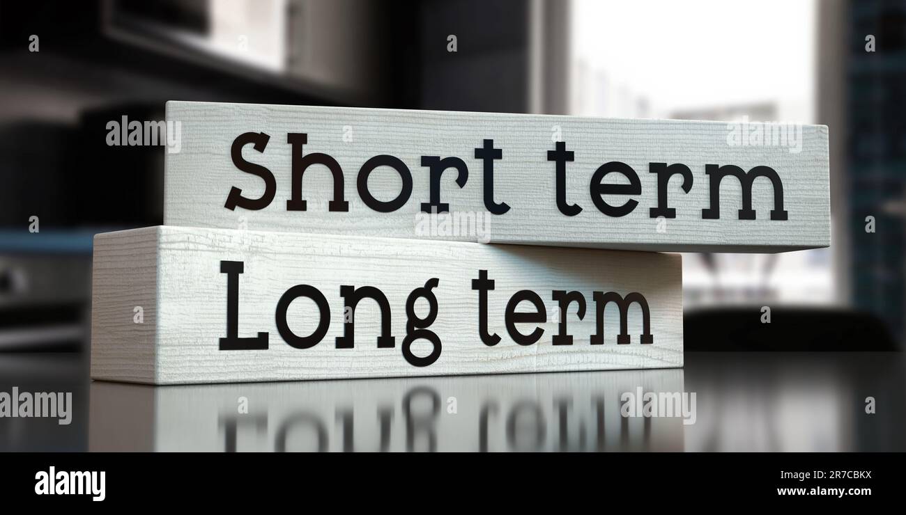 Short term, long term - words on wooden blocks - 3D illustration Stock ...