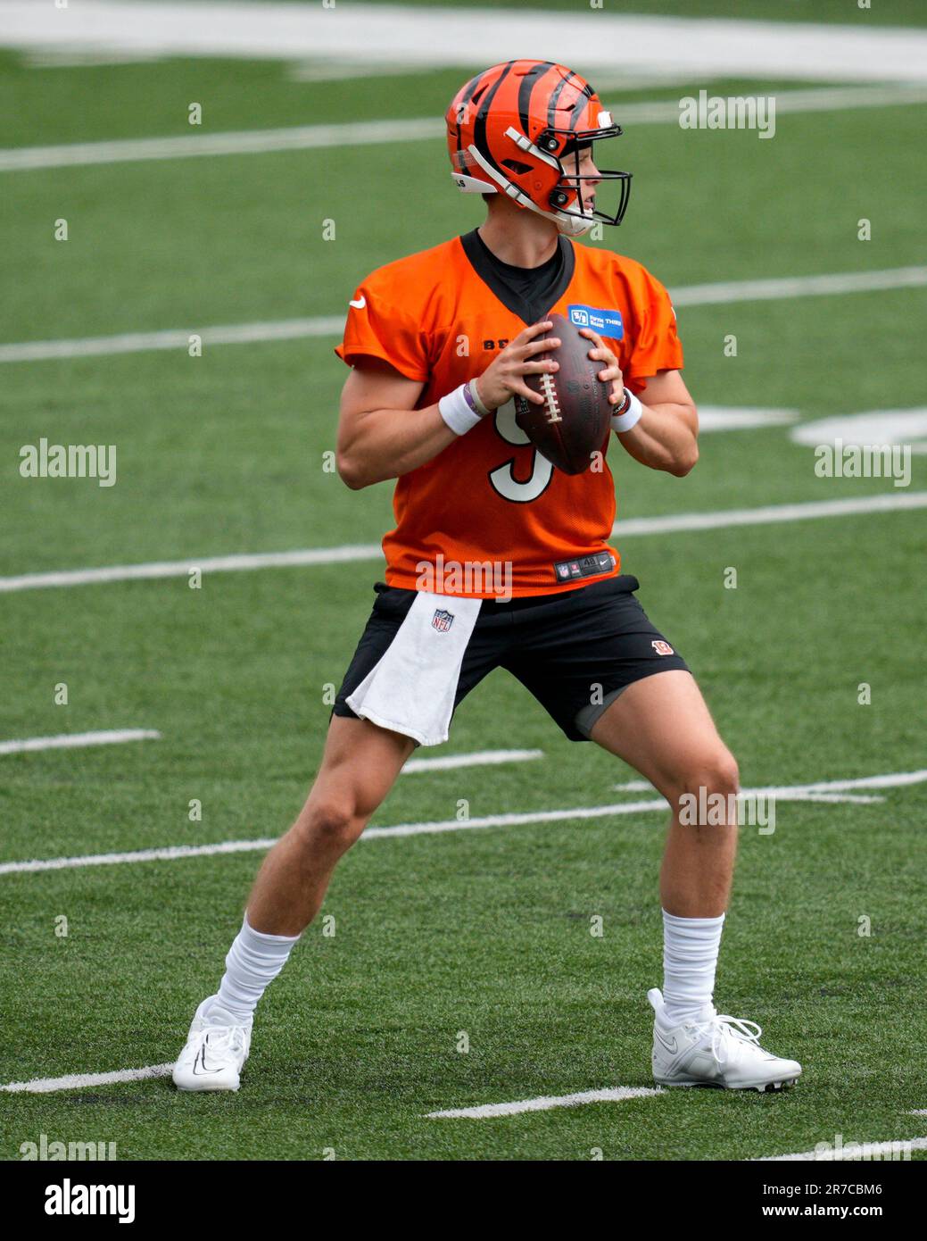 Cincinnati Bengals quarterback Joe Burrow (9) looks to throw during ...