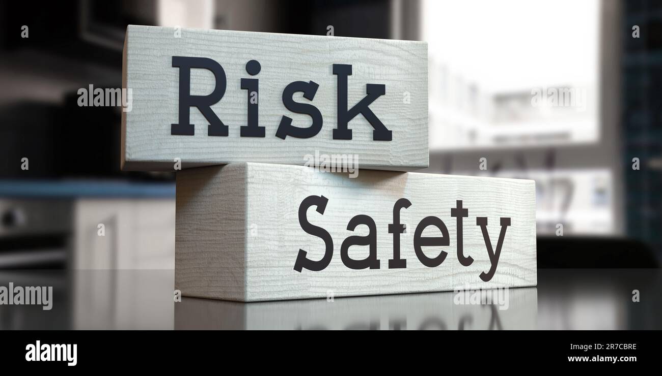 Safety, risk - words on wooden blocks - 3D illustration Stock Photo - Alamy