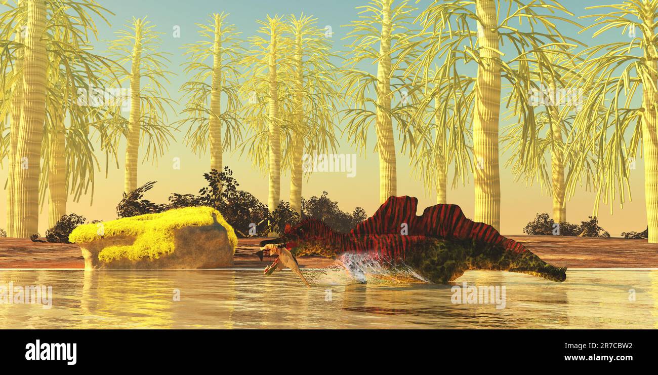 Onchopristis shark becomes prey to Ichthyovenator a marine Spinosaurus ...