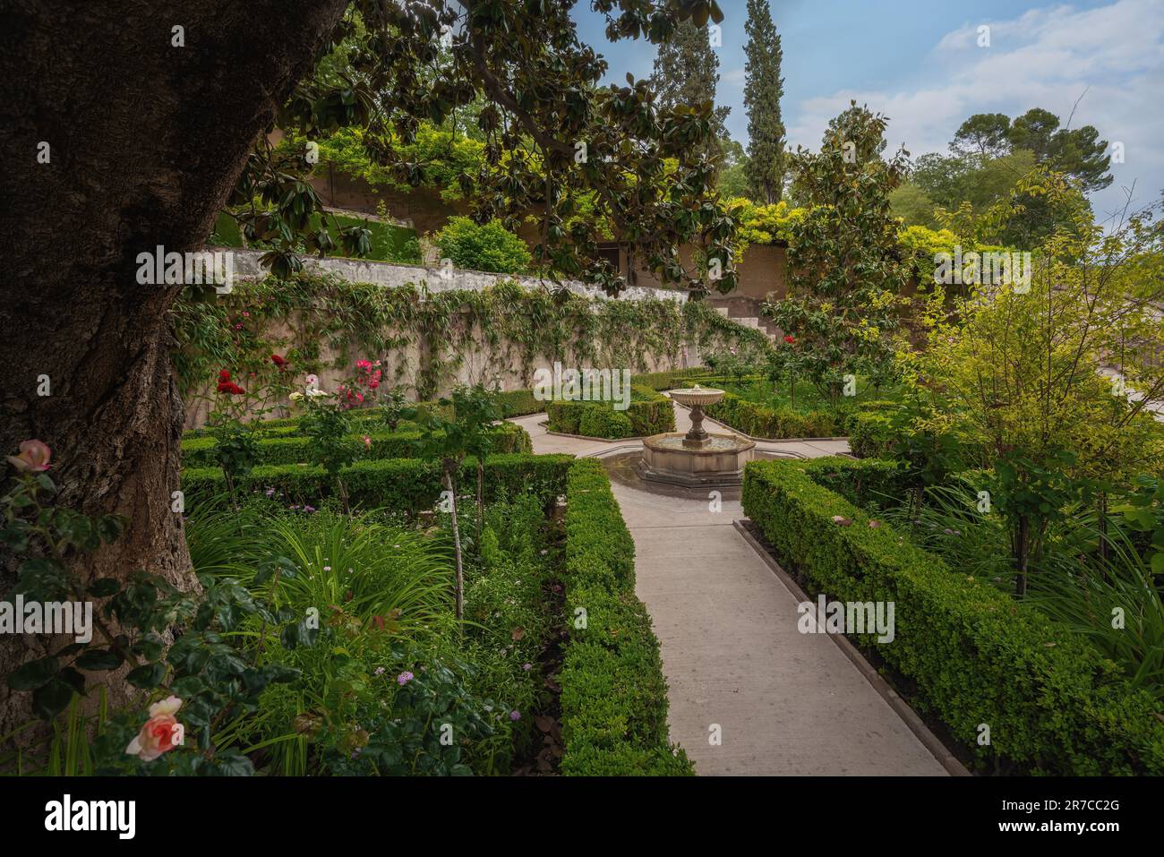 High Gardens at Generalife Gardens of Alhambra - Granada, Andalusia ...
