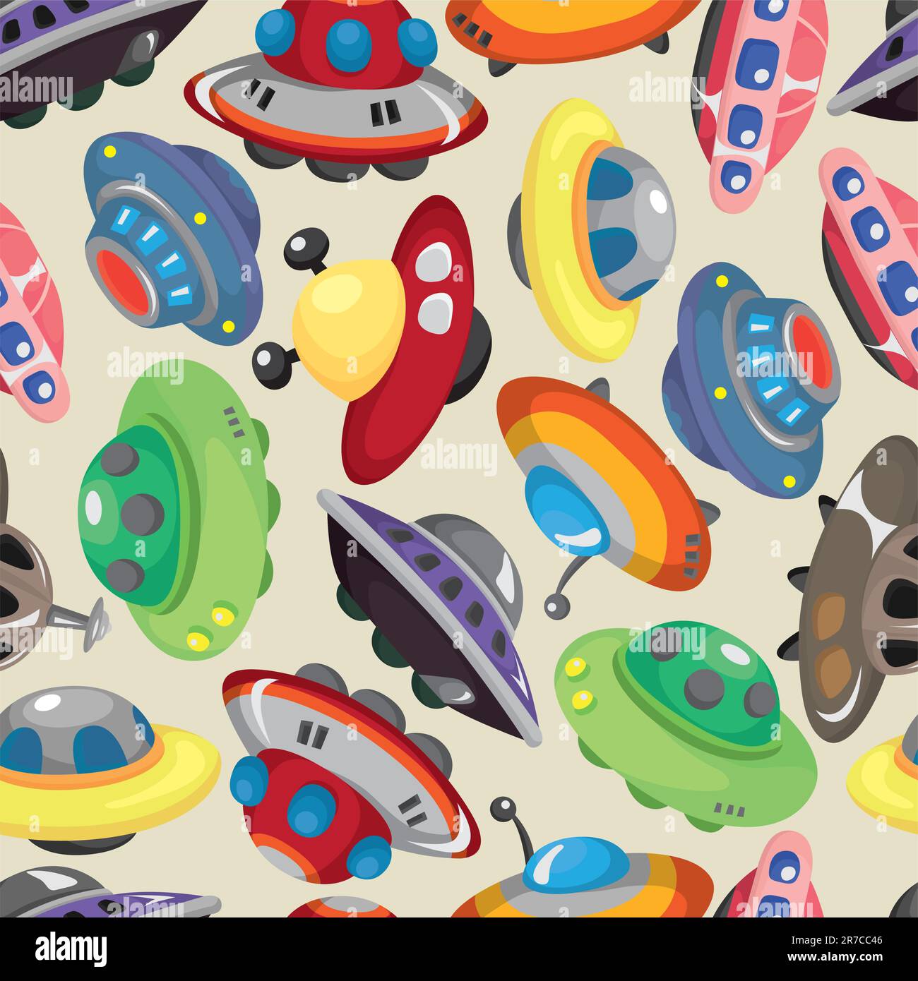 cartoon ufo spaceship seamless pattern Stock Vector Image & Art - Alamy