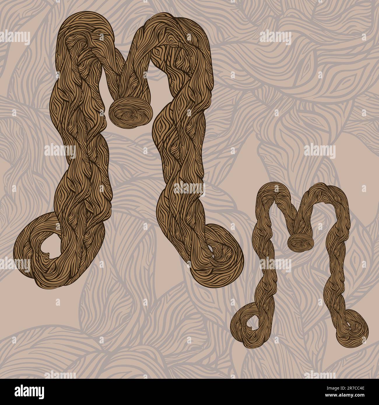 vector "M" letter of oak tree wooden texture on seamless wooden ...