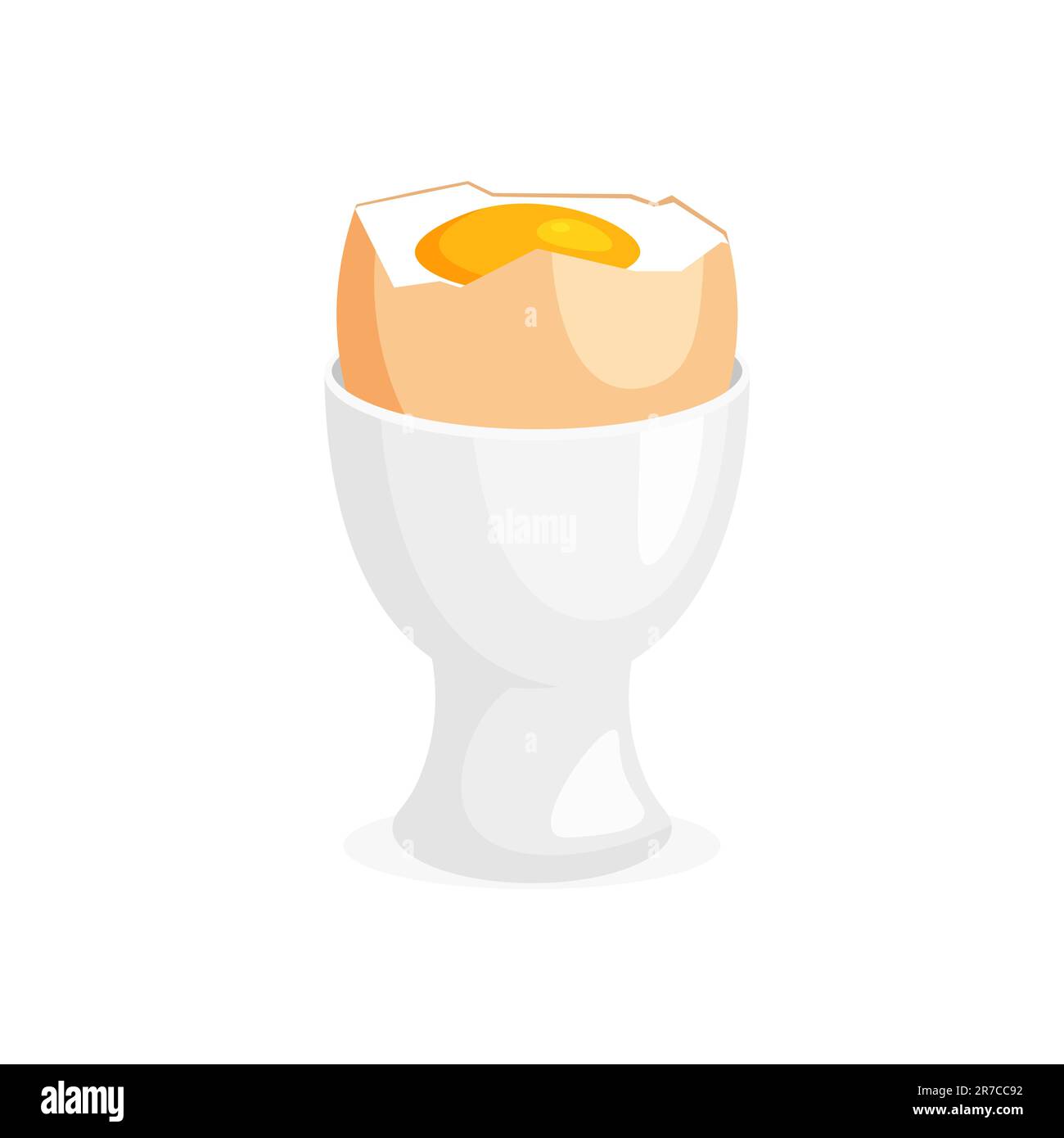 Boiled egg in a holder. Healthy breakfast icon. Vector illustration in trendy flat style ...