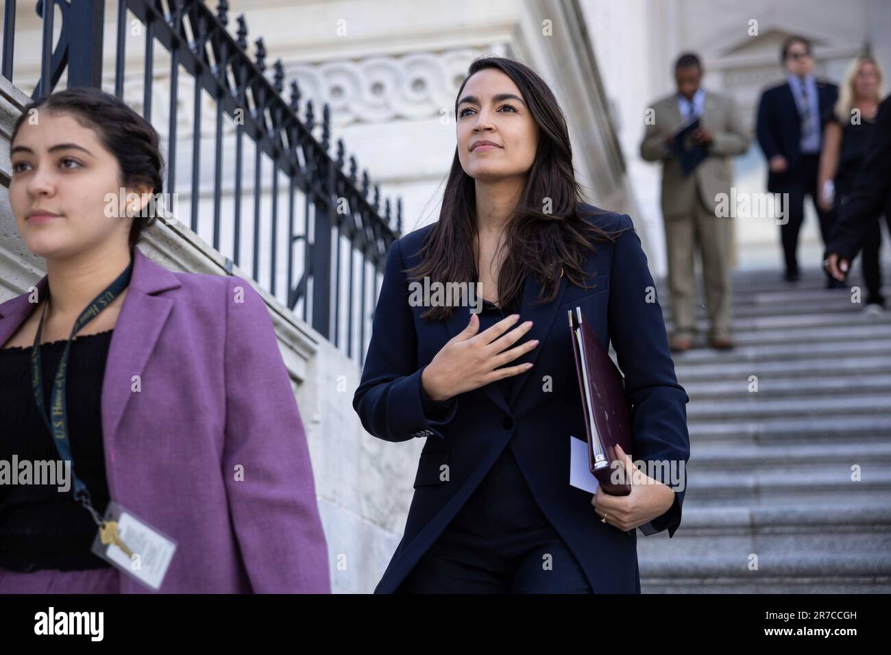 Rep. Alexandria Ocasio-Cortez (D-N.Y.) departs the U.S. Capitol after ...