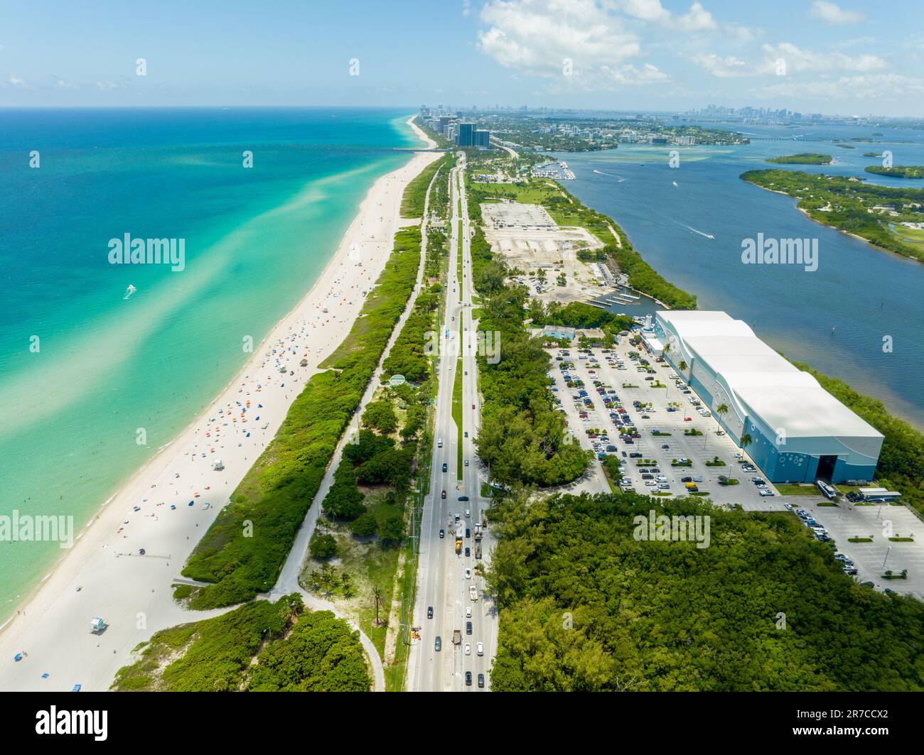 Aerial drone photo Miami Beach Haulover Park Atlantic Ocean Stock Photo ...