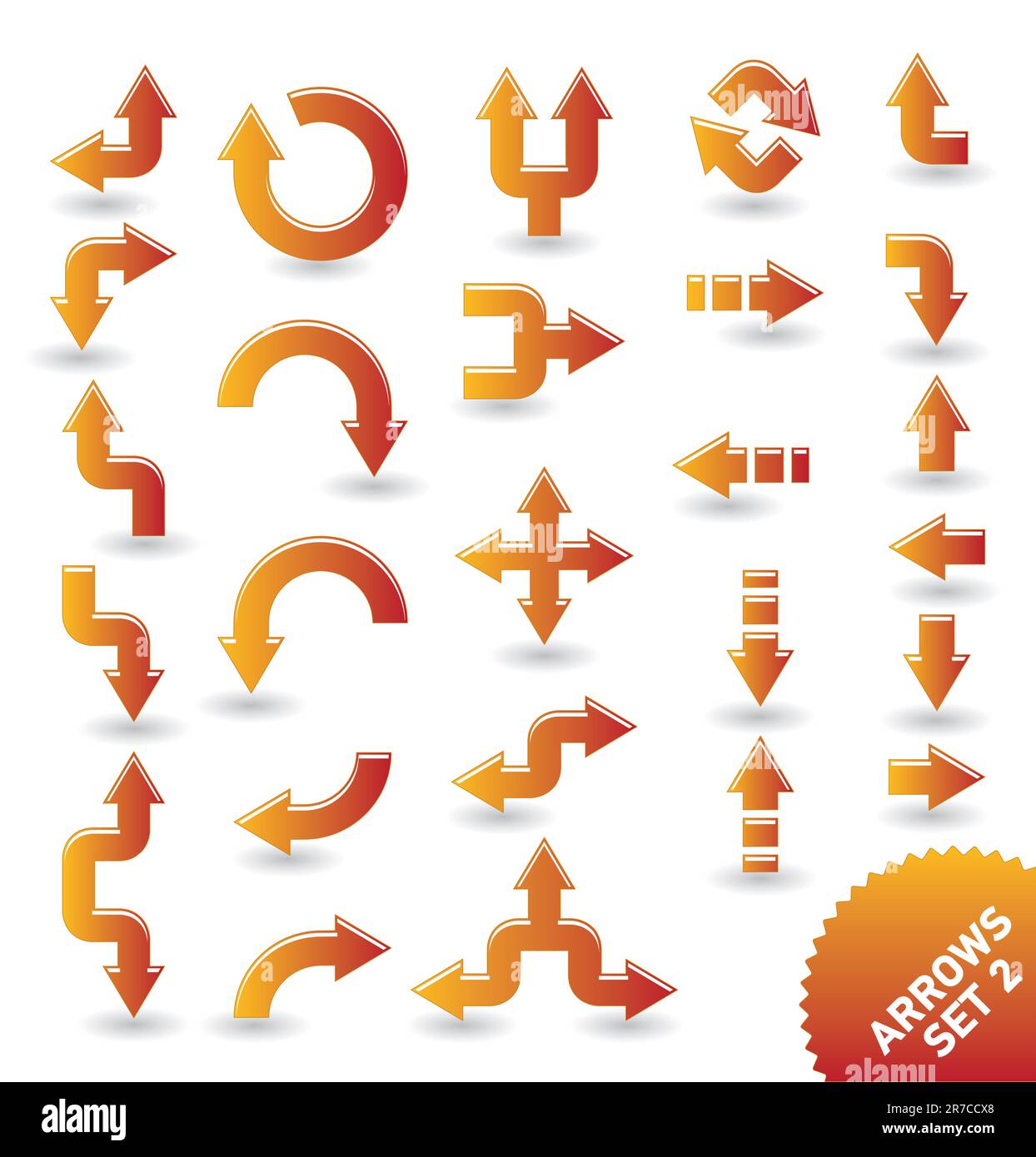 This is color editable vector illustration of orange arrow icons, 26 ...