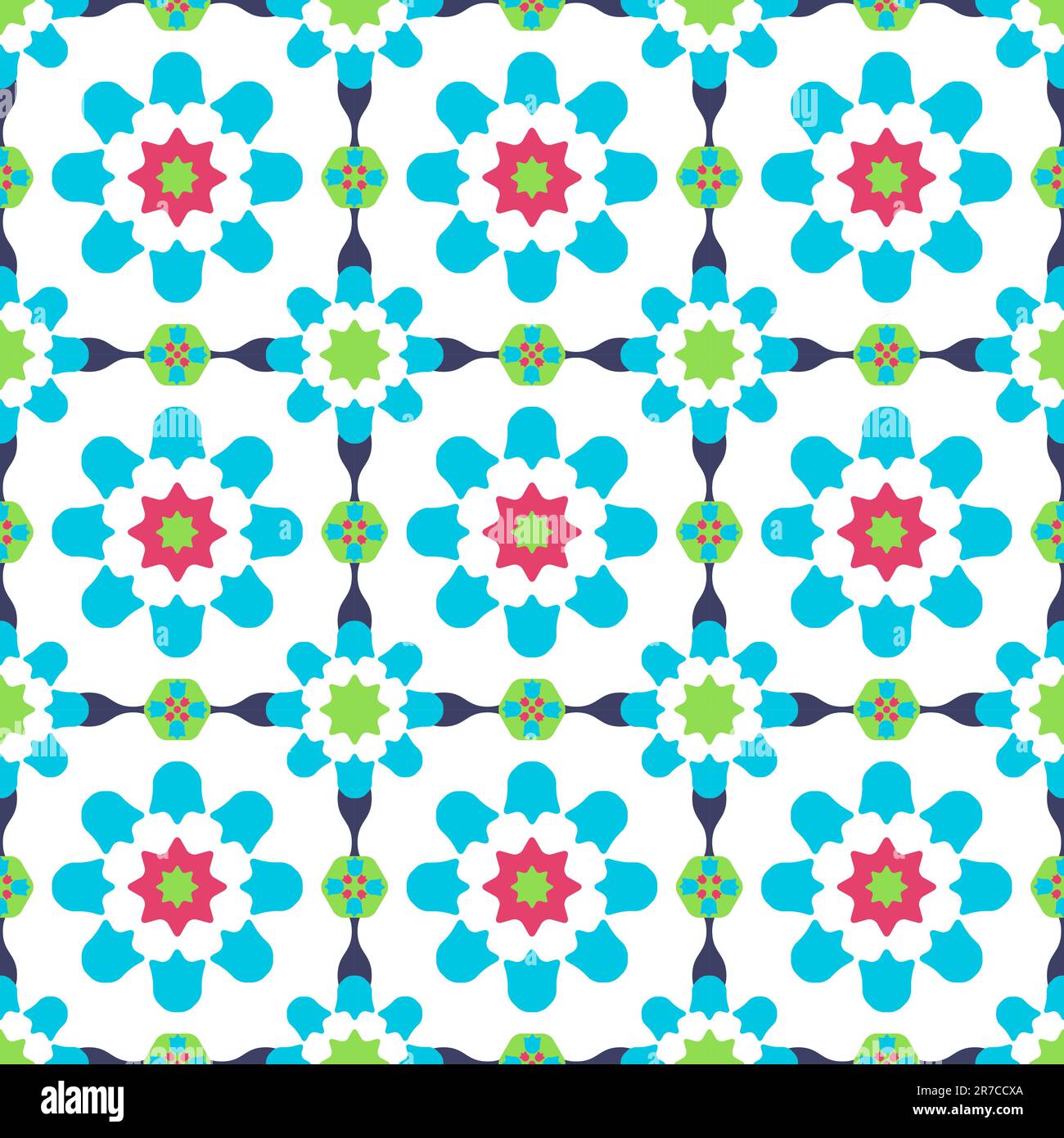 Texture design (seamless tiles) with flowers and stars in green, blue, pink Stock Vector Image ...
