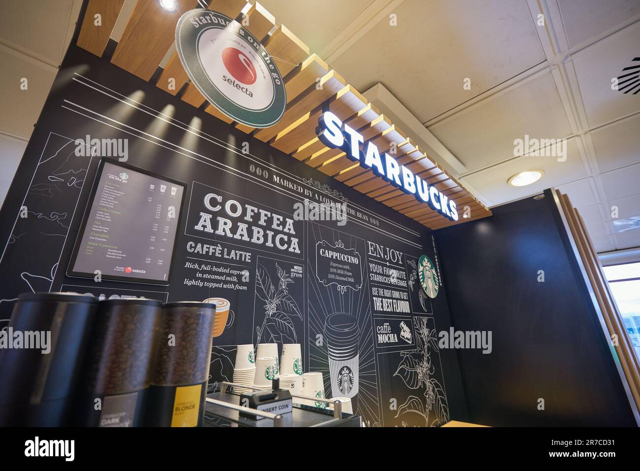 MADRID, SPAIN - CIRCA JANUARY, 2020: Starbucks at Madrid-Barajas ...
