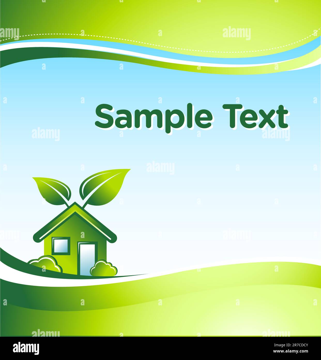 Green abstract vector template of corporate identity with Eco house and ...