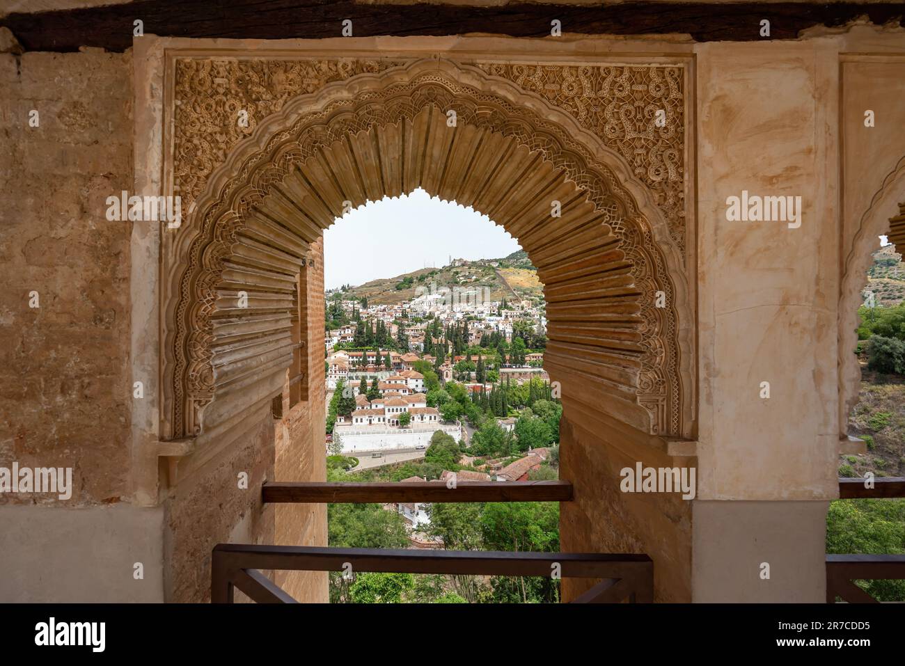 Window view of Partal Palace at El Partal area of Alhambra - Granada, Andalusia, Spain Stock ...