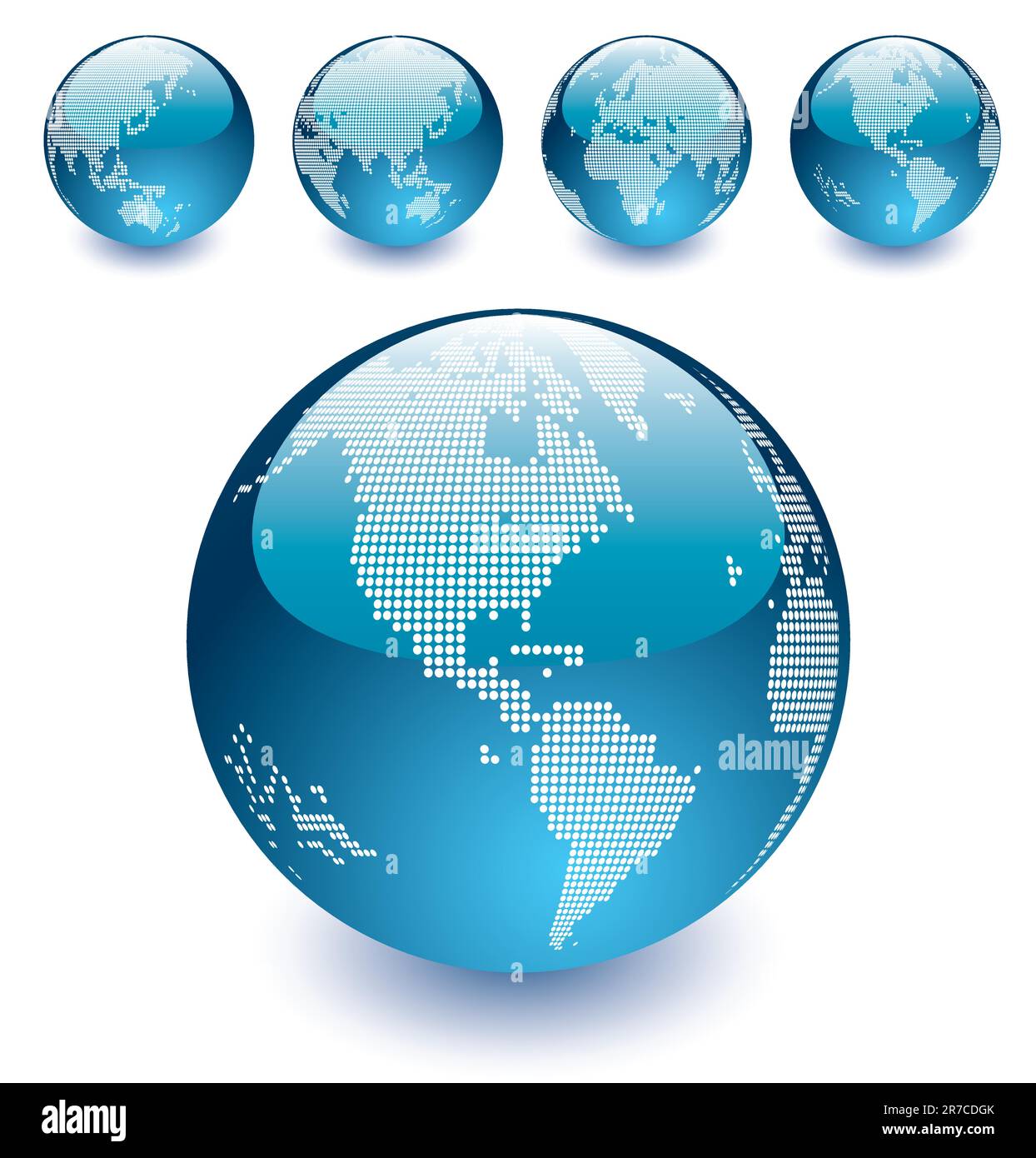 Vector illustration of Blue Dotted Earth Globes on the white background, easy to edit Stock ...